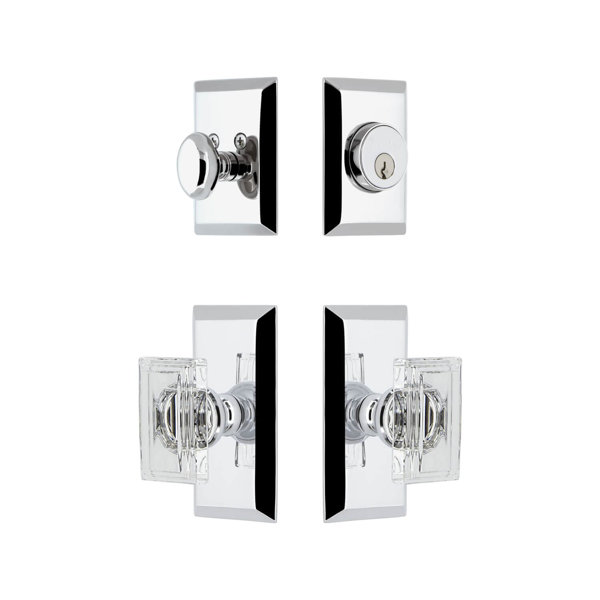 Grandeur Fifth Avenue Short Plate Complete Entry Set with Single Cylinder Deadbolot and Carre ...